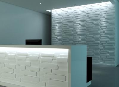 China 3D eco panel for office, slab, 3D wall decor wave panels, bamboo fiber, 500mm, white for sale