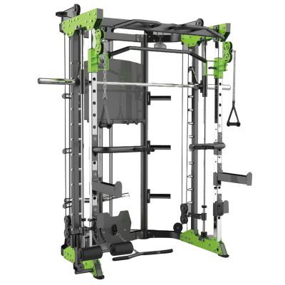 China Commercial Indoor Gym Fitness Steel Smith Squat Rack Bench Press Machine Cable Crossover Multi-Function Pin Load Selection for sale