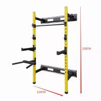 China Wall Mounted Foldable Pull Up Bar Smith Machine Squat Rack 1200x1100x2300mm 65kg for sale