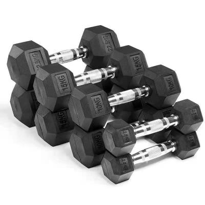China WHOLESALE Free Weight Rubber Hex Dumbbells Set Pair Hexagonal Dumbbell for Strength Training for sale