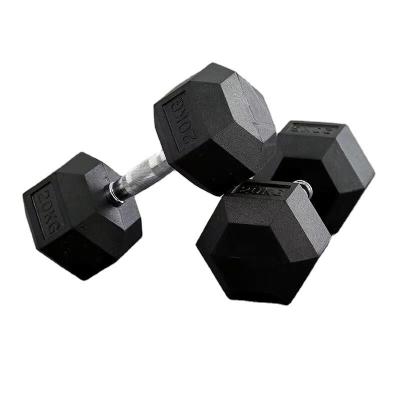 China Gym Equipment Home Gym Free Weights Rubber Hex Dumbbells for sale