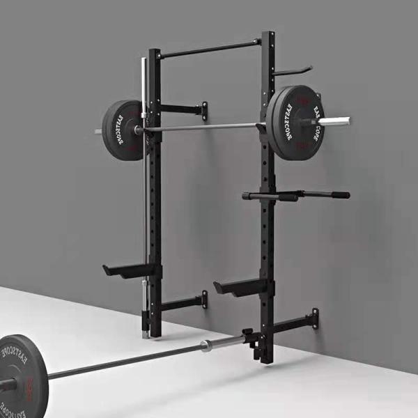 Quality Heavy Duty Wall Mounted Squat Rack for Strength Training Adjustable Wall Mounted Squat Rack for Fitness Training for sale