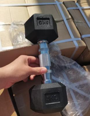 China Commercial Fitness Hex Dumbbell Rubber Encased Gym Strength Training Weight Lifting Full Body Muscle Development Freeman Equipment for sale