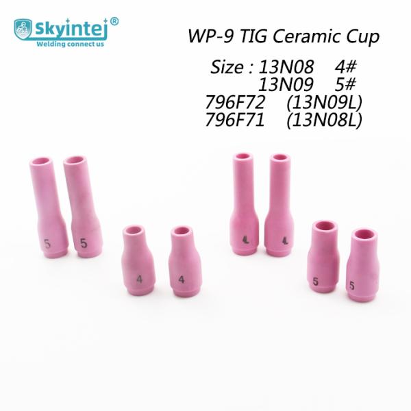 Quality WP-9 Tig Ceramic Cup Gas Coverage For High Duty Cycle Welding for sale