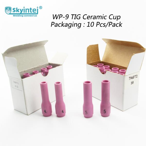 Quality WP-9 Tig Ceramic Cup Gas Coverage For High Duty Cycle Welding for sale
