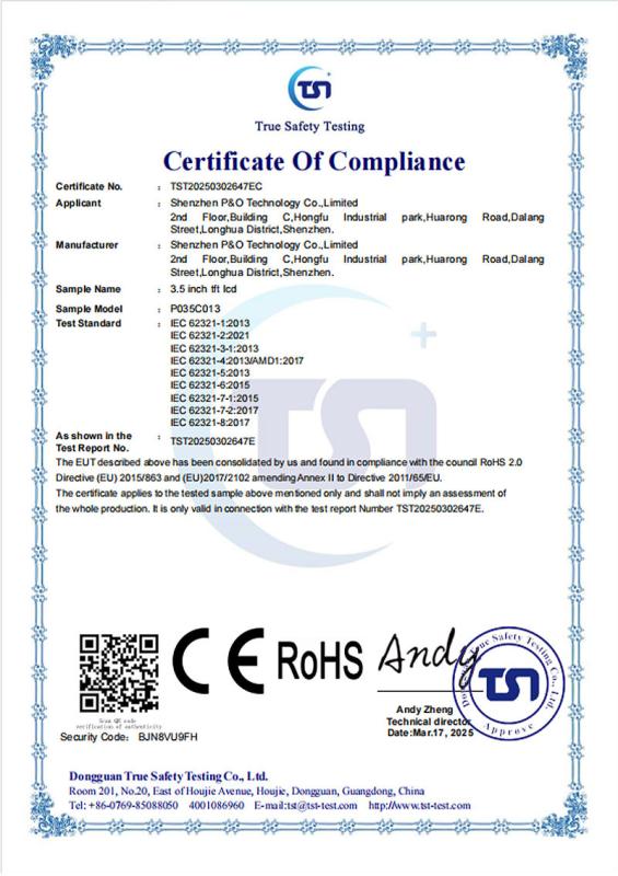 CE ROSH - Shenzhen P&O Technology Co., Ltd