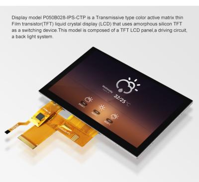 Cina Esposizione capacitiva luminosa alta a 5 pollici di IPS TFT dell'interfaccia di RGB di risoluzione del touch screen 800x480 di Polcd TFT LCD in vendita