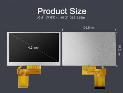 Κίνα 480x272 Ανάλυση 4,3 ιντσών Tft Lcd οθόνη Rgb Διασύνδεση Ili6485 Ic Ctp προς πώληση
