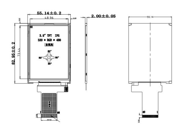 320x480 3,5 pouces Tft affichage LCD 18 bits Parallèle RGB interface Petite taille