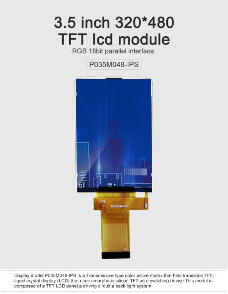 320x480 3,5 pouces Tft affichage LCD 18 bits Parallèle RGB interface Petite taille