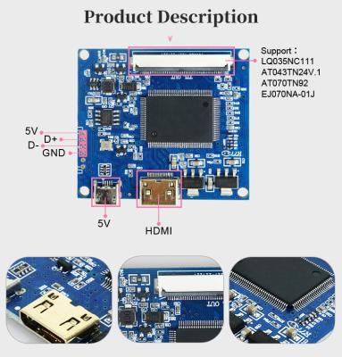 Китай Polcd 4,3 дюйма 5 дюймов PCB 480x272 40pin AT043TN24.V.1 mirco USB HD MI VGA RGB Connector Универсальная панель привода продается