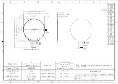 China Polcd 4 inch Round Circular TFT Display 720x720 MIPI interface 30 Pins ST7703 TFT LCD Screen Module for sale