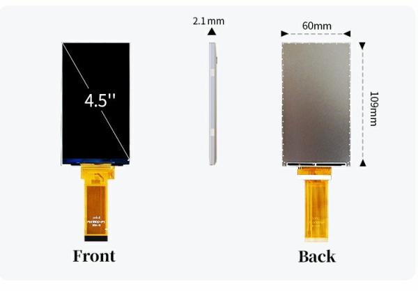 Polcd 4.5 ιντσών TFT LCD Μοντέλο 480*854 Ανάλυση 300 Nits RGB 24bit Διασύνδεση 4,5