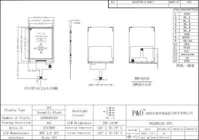 China Polcd Tela LCD de 2,8 polegadas ST7789V IC Resolução 240*400 15 Pinos 2,8" SPI à venda