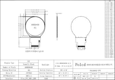 China Polcd Custom 2.1 pulgadas IPS TFT módulo de pantalla LCD redondo con interfaz SPI RGB en venta