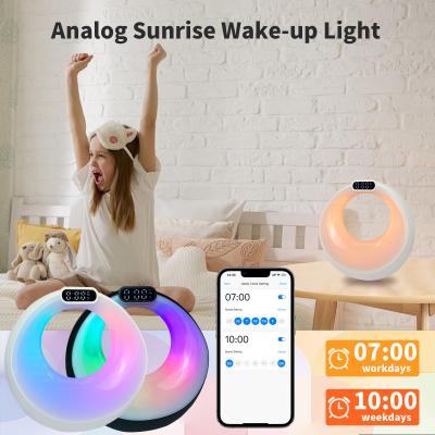 China RGB Smart Wireless Charging Desk Lamp Mini Bedside Table Speaker Alarm Clock Bluetooth Night Light for sale