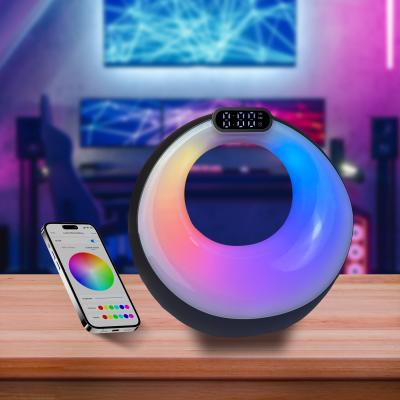 China Home Hotel RGB Light Phone Wireless Charger Alarm Clock Speaker Bluetooth LED Desk Lamp 5W Fast Charging Dock for sale