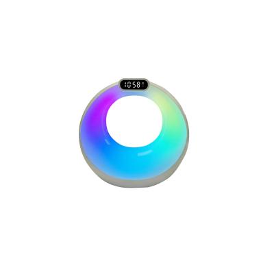 China Table Lamp Alarm Clock Sunrise Wakeup Bedside Wireless Bluetooth Speaker 4-in-1 Night Light Multifunction Home Decor for sale