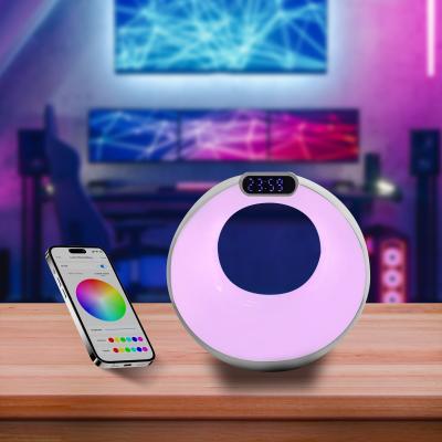China Smart Mini 4-in-1 Wireless Speaker LED RGB Night Light Digital Clock Bluetooth Portable AC QC3.0 USB-C Charging Bedside for sale