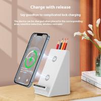 China Multi-Function Desk Wireless Charger 15W Fast Live Streaming Pen Holder PC Stationery Box Online Classes Remote Work for sale
