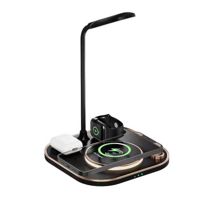 China Three-in-One Wireless Charger Desk Lamp 15W Output Power Apple Huawei Mobile Phones Watches Fast Charging Station for sale