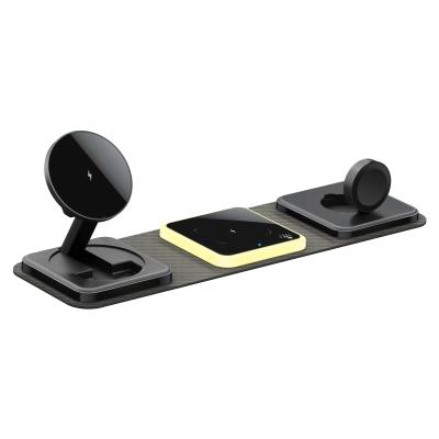 China Wireless 3 In 1 Foldable Magnetic Charger Stand 15W Fast Quick Charging 20W Output Power For Earphones for sale