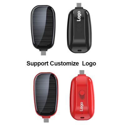 China Mini Small Keychain Outdoor Emergency Solar Wireless Charger Key Chain Power Bank Portable Mobile Charging 1200mAh for sale