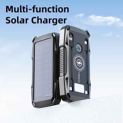 China 10000mAh Waterproof Solar Power Bank Portable Charger LED Light Cable External Battery Pack for sale