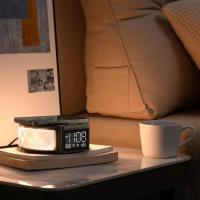 China RGB Bedside Night Light 10W Smart Bluetooth Speaker Wireless Charging Lamp Clock Mobile Dock for sale