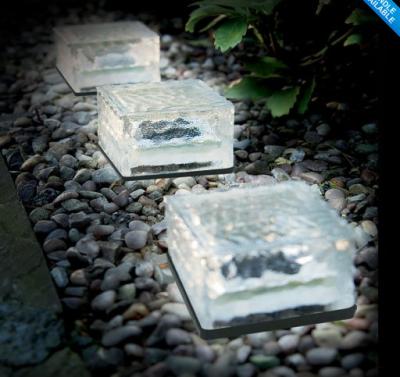 China White Square glass Brick Solar LED Path Light for garden flower nursery decoration for sale