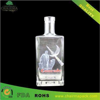 China Decal Square Glass Bottle for Vodka,liquor,etc for sale