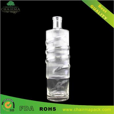 China High-end Embossing Glass Bottle for Vodka,liquor,etc for sale