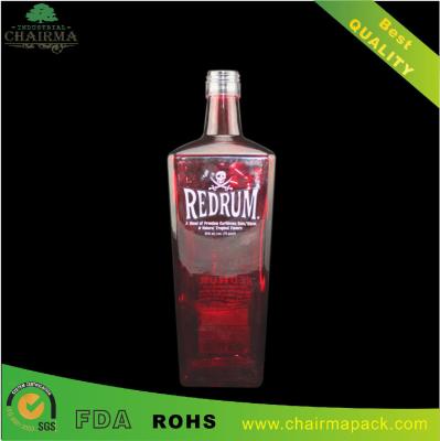 China Red Tapered—Shape Glass Bottle for Rum for sale