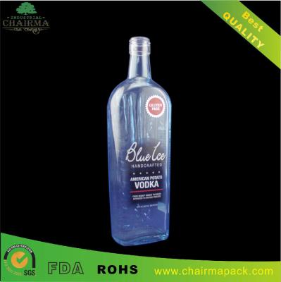 China Taper-shape Embosing Glass Bottle for Vodka or Whisky for sale