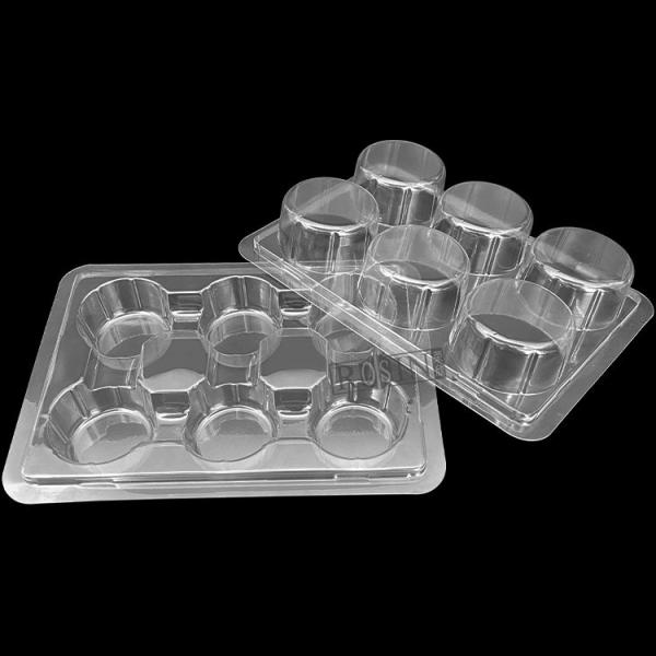 Quality Customized 6 Hole Clear Hinged Cupcake Containers Rectangle With Lid for sale