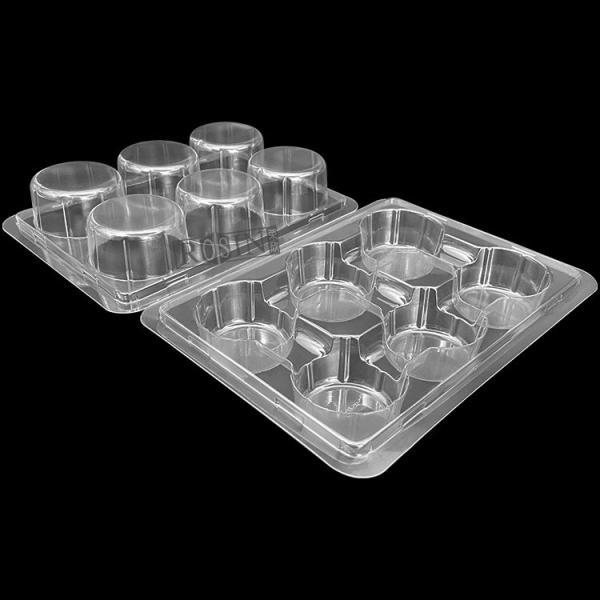 Quality Customized 6 Hole Clear Hinged Cupcake Containers Rectangle With Lid for sale