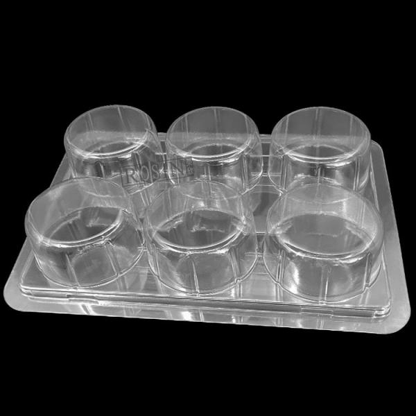 Quality Customized 6 Hole Clear Hinged Cupcake Containers Rectangle With Lid for sale