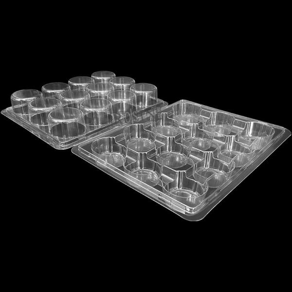Quality Disposable 12 Hole Clear Mini Cupcake Containers PET Plastic With Snap On Lid for sale