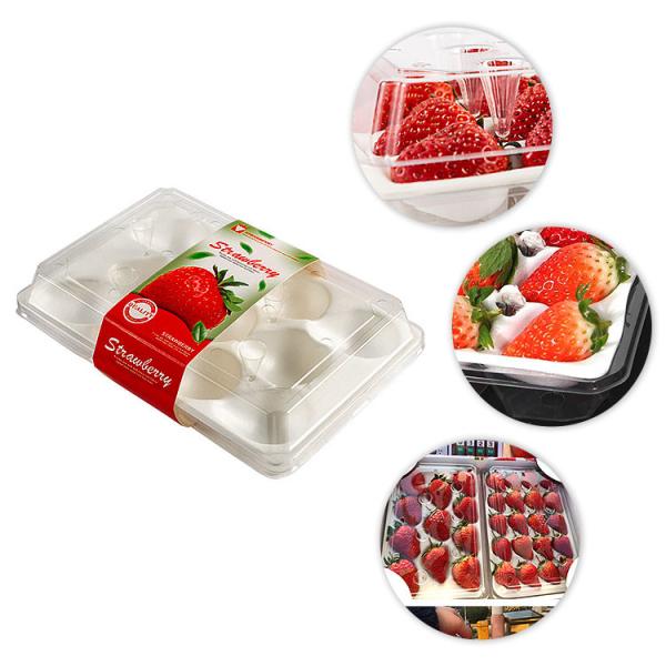 Quality Strawberry Disposable Fruit Salad Containers Transparent PET With Inner Tray for sale