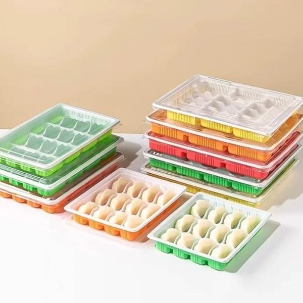 Quality Supermarket Disposable Dumpling Tray Takeaway Pressure Resistance With Lid for sale