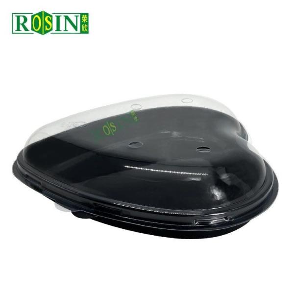 Quality Customized PET Disposable Fruit Container Heart Shaped With Black Base And for sale