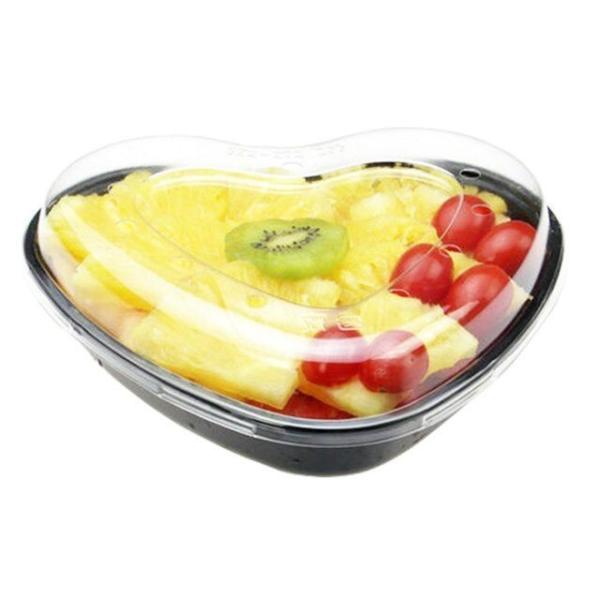 Quality Customized PET Disposable Fruit Container Heart Shaped With Black Base And for sale
