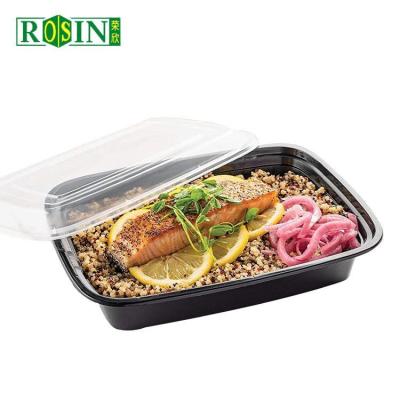 China PET Black 800ml Takeaway Food Container Microwave Bulk Take Out Containers for sale