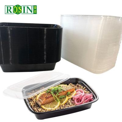 China PET Black 800ml Takeaway Food Container Microwave Bulk Take Out Containers for sale