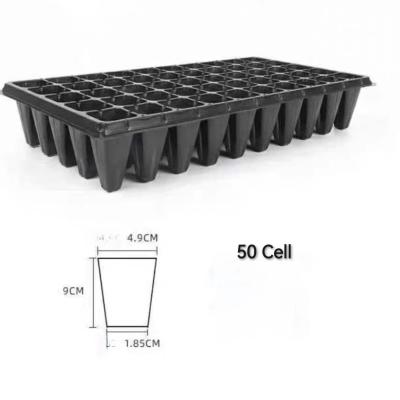 China 50 Cells Nursery Seedling Tray Black Hydroponics Seed Sprouting Tray for sale