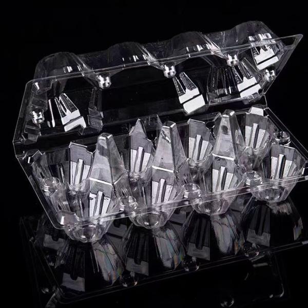 Quality 8 Holes Thickened Disposable Plastic Egg Tray PET Transparent With Hinged Design for sale
