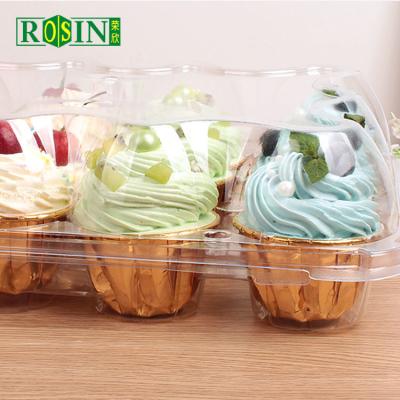 China Custom Clear PET Plastic Cake Packaging Boxes 6 Count Convenient Assembly for sale