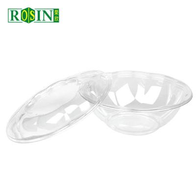China 64oz Custom PET Round Plastic Fruit Packaging Plastic Food Packaging With Lid for sale