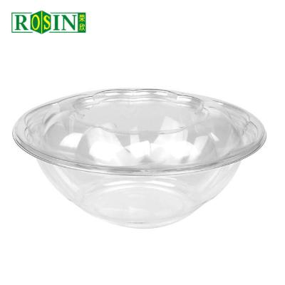 China 64oz Custom PET Round Plastic Fruit Packaging Plastic Food Packaging With Lid for sale