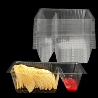 Quality Customizable Plastic Nacho Tray 2 Cavity Rectangular Transparent PET for sale